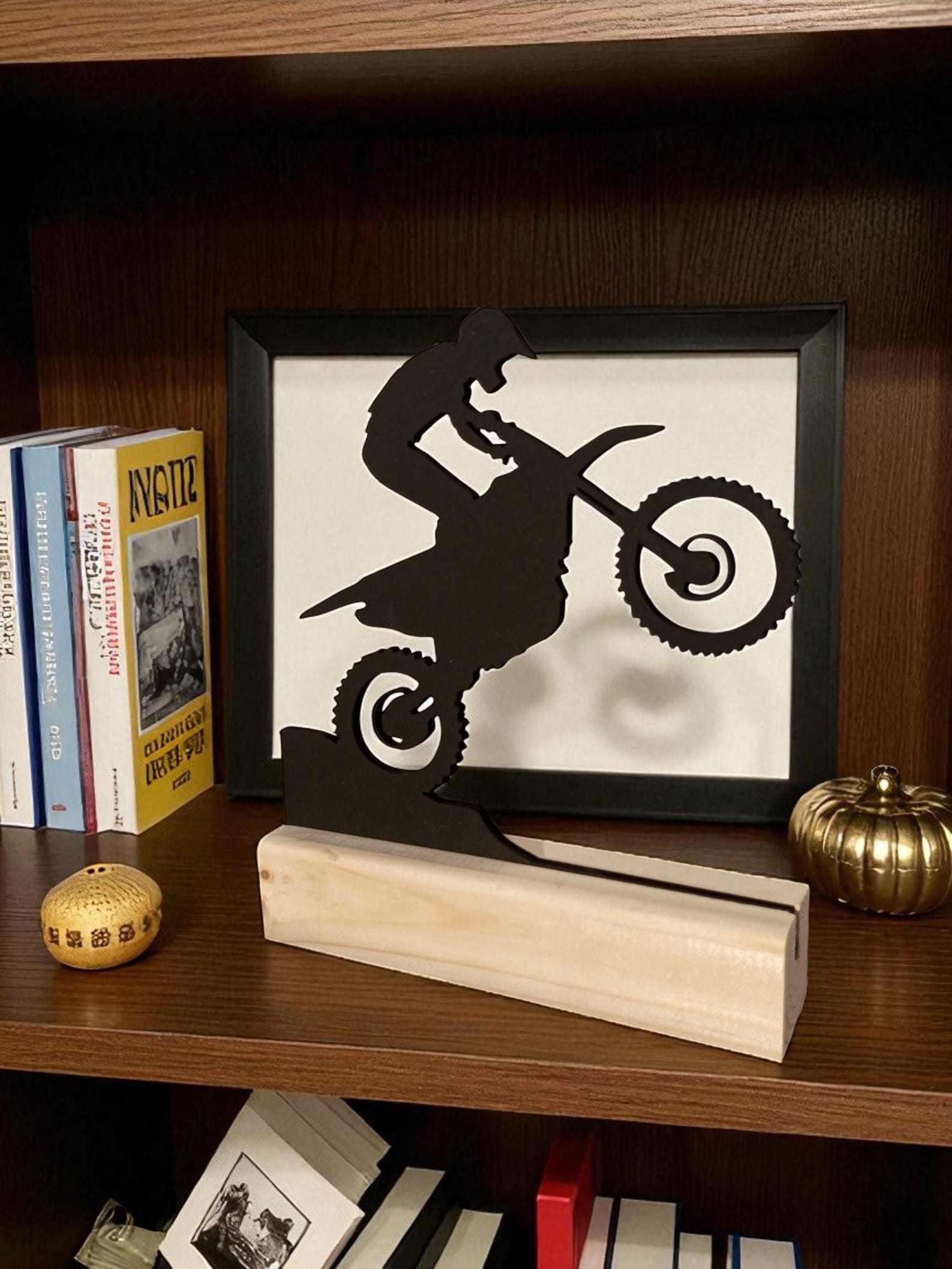 Motocross Rider Wooden Shelf Decor – Motorcycle Table Art - Etsy