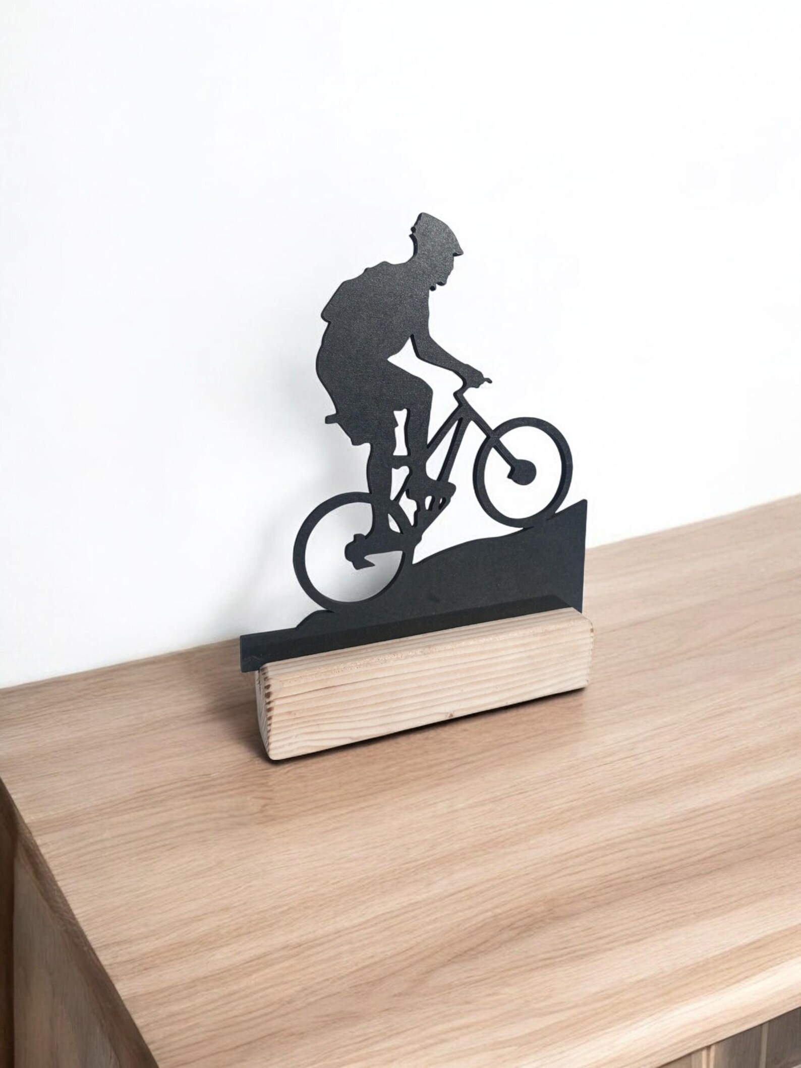 Mountain Biker Statue, Wooden Cycling Decor, Bicycle Lover Gift, MTB ...
