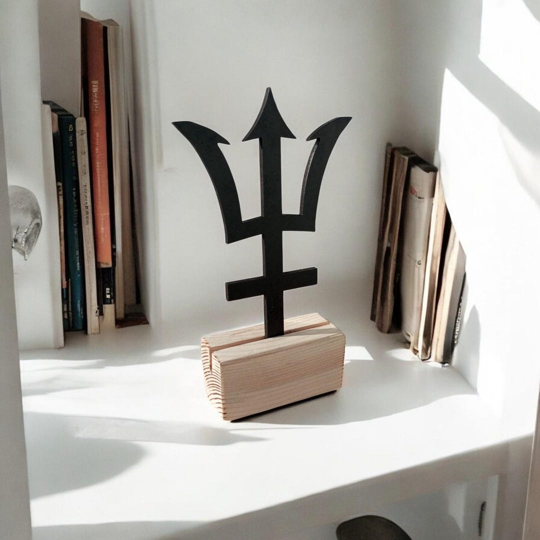 Poseidon Trident Wooden Bookshelf Decor, Greek Mythology-inspired Table ...