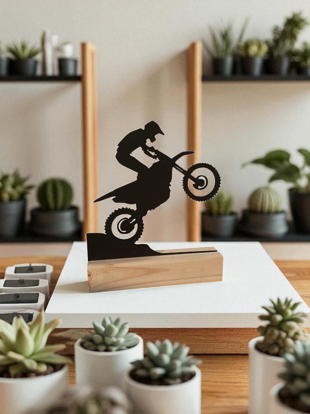 Motocross Rider Wooden Shelf Decor – Motorcycle Table Art - Etsy