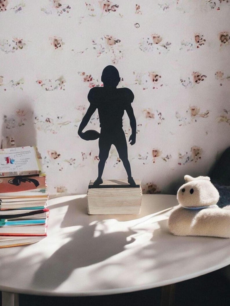 American Football Statue, Wooden Desk Decor, Sports Lover Gift ...