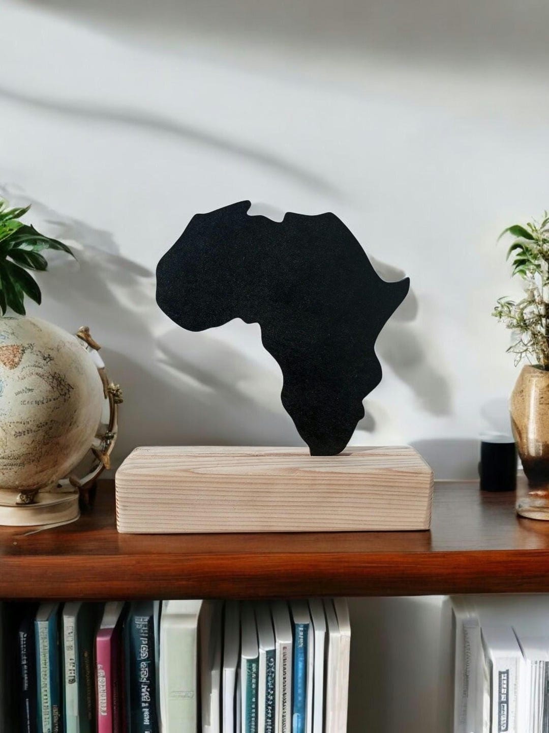Africa Continent Tabletop Decor, Wooden Shelf Sculpture, Minimalist ...