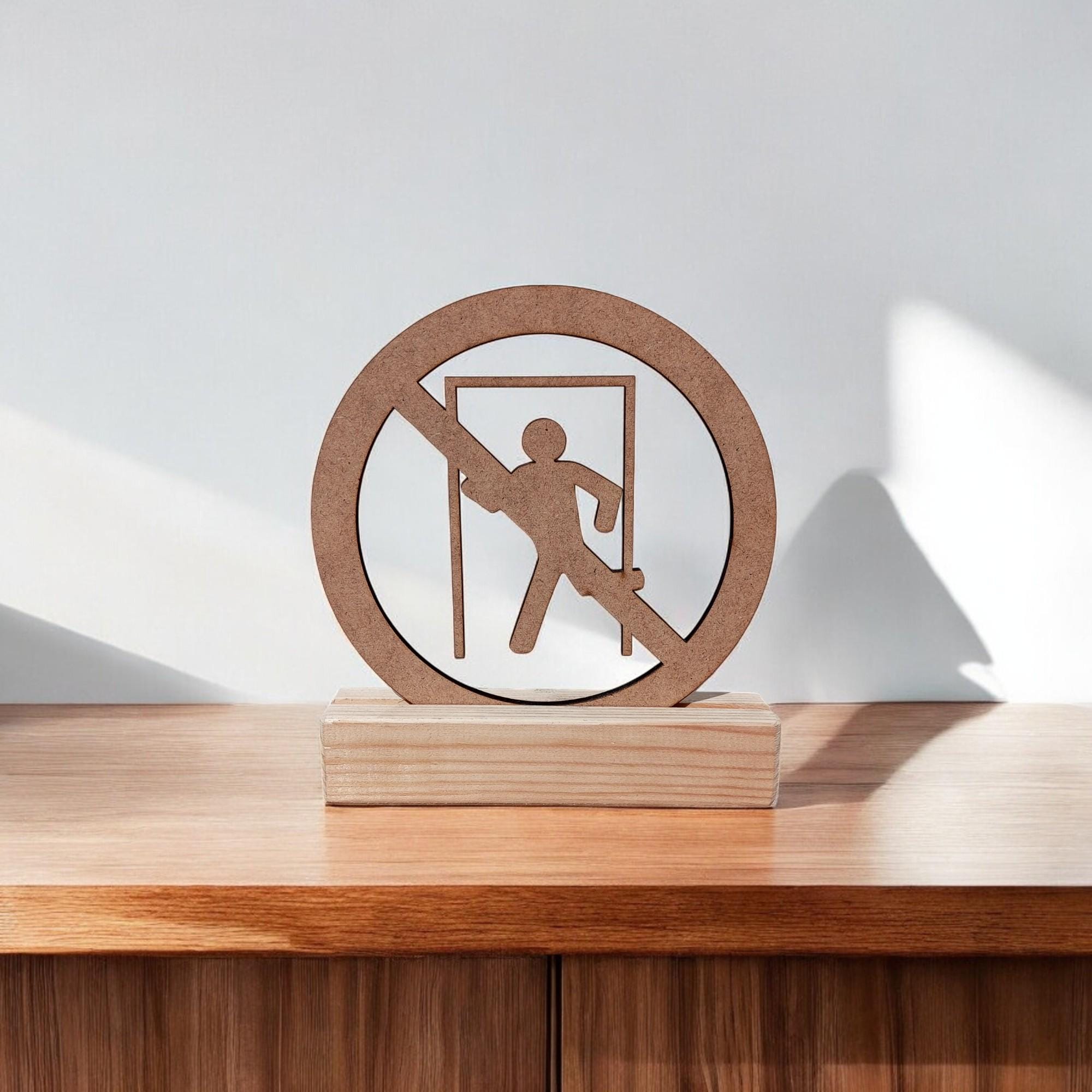 No Entry Sign Wooden Shelf Decor, Modern Symbol Table Art, Office ...