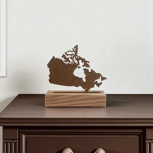 Canada Map Wooden Statue – Tabletop or Bookshelf Decor – Canadian ...