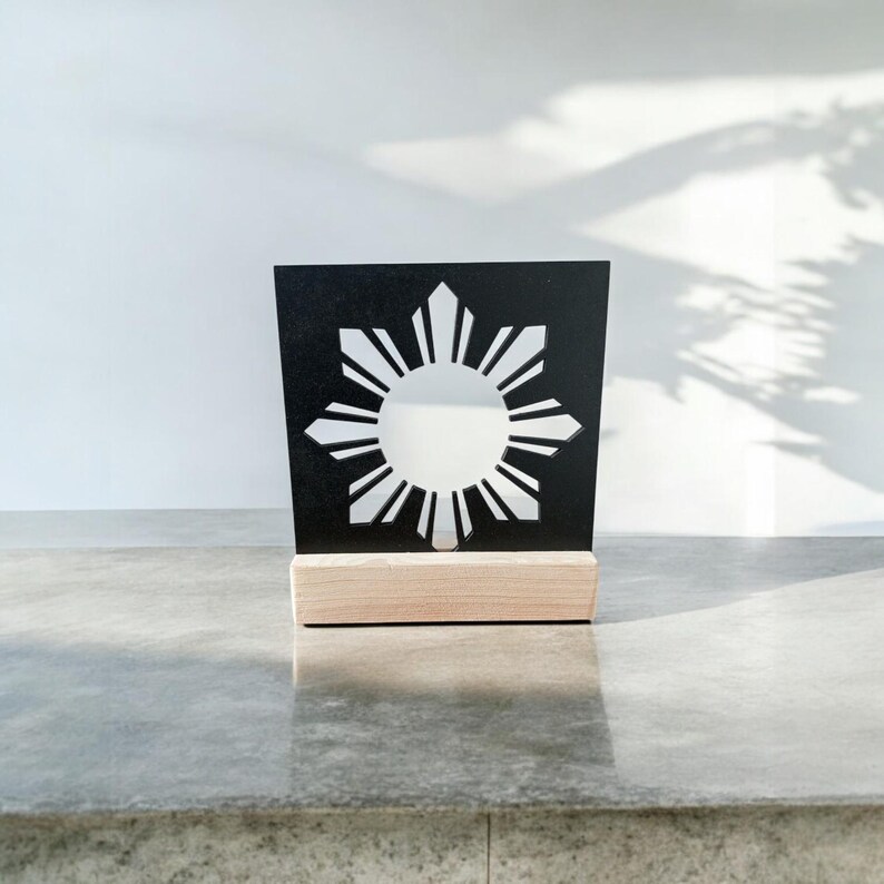 Filipino Sun Wooden Table Decor, Philippine Flag Symbol Desk Art ...