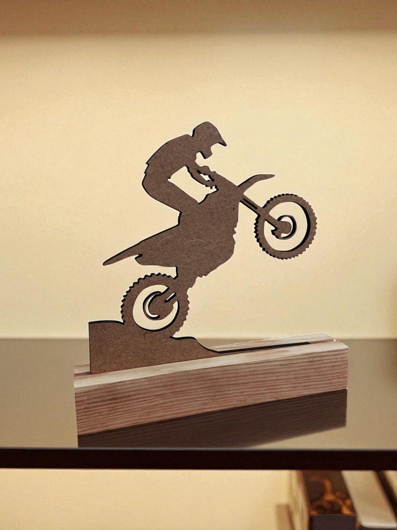 Motocross Rider Wooden Shelf Decor – Motorcycle Table Art - Etsy