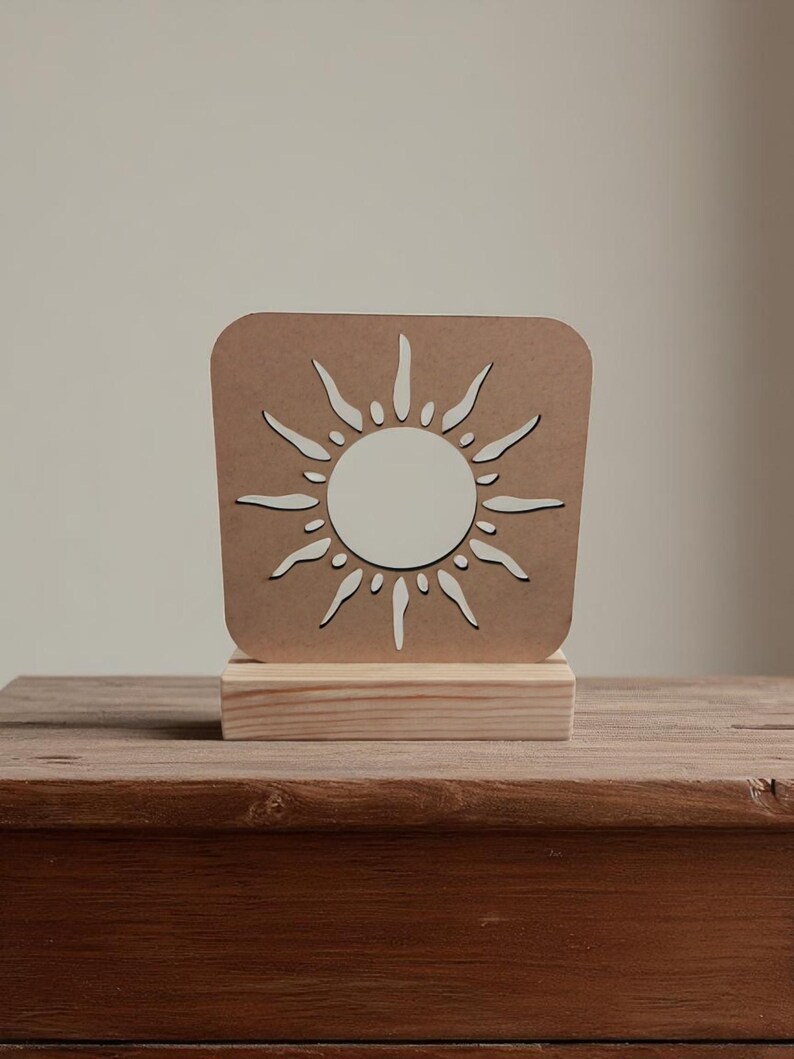 Sun Symbol Wooden Bookshelf Decor: Boho Spiritual Room Art - Etsy