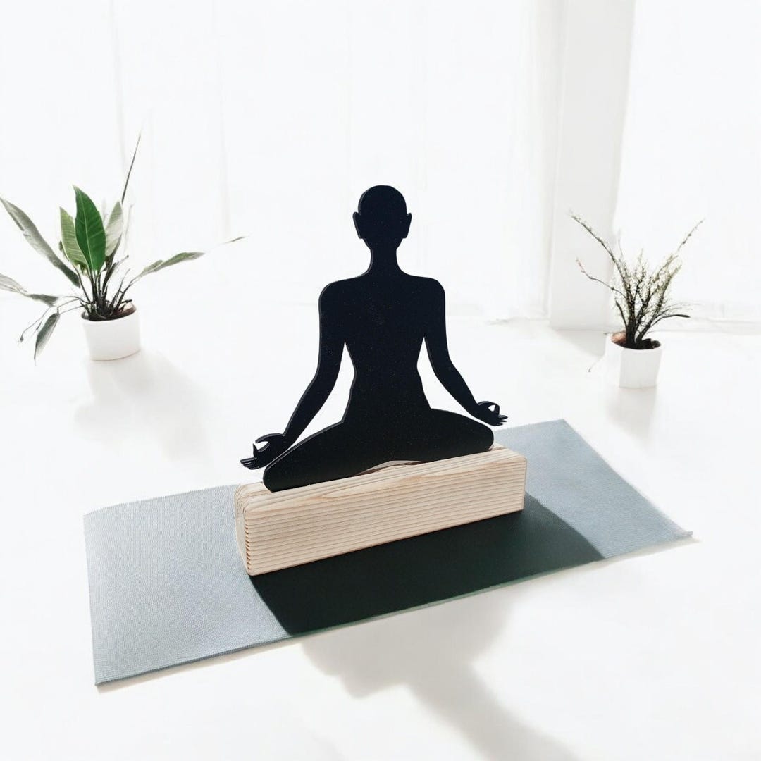 Yoga Meditation Shelf Decor, Wooden Zen Statue, Tabletop Art Sculpture ...
