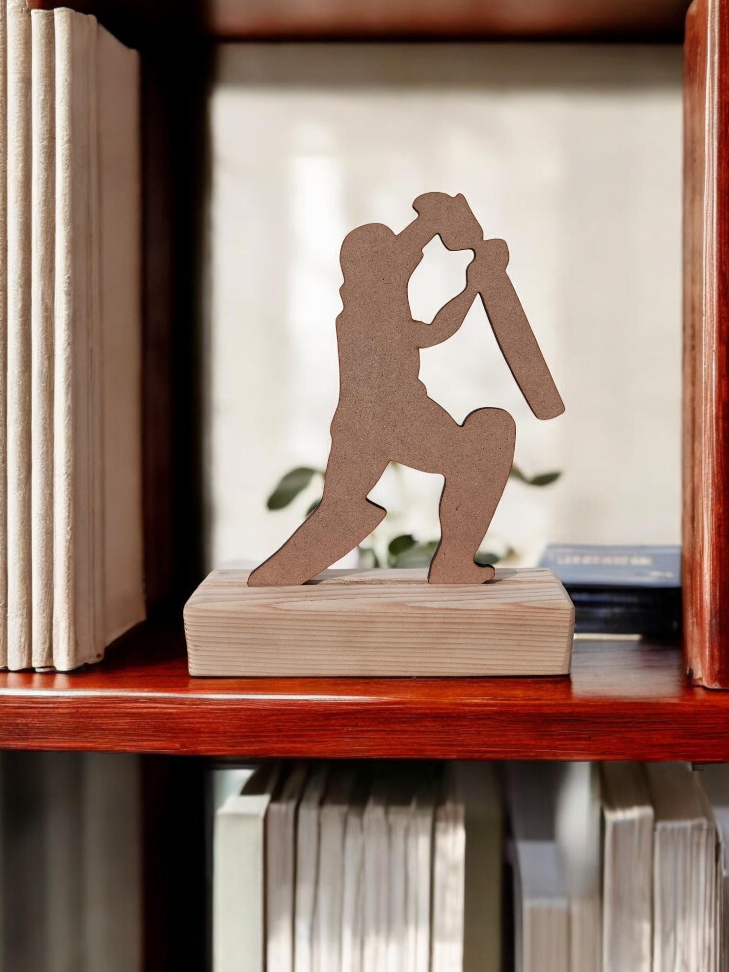 Cricket Player Tabletop Decor, Wooden Shelf Sculpture, Sports Lover ...
