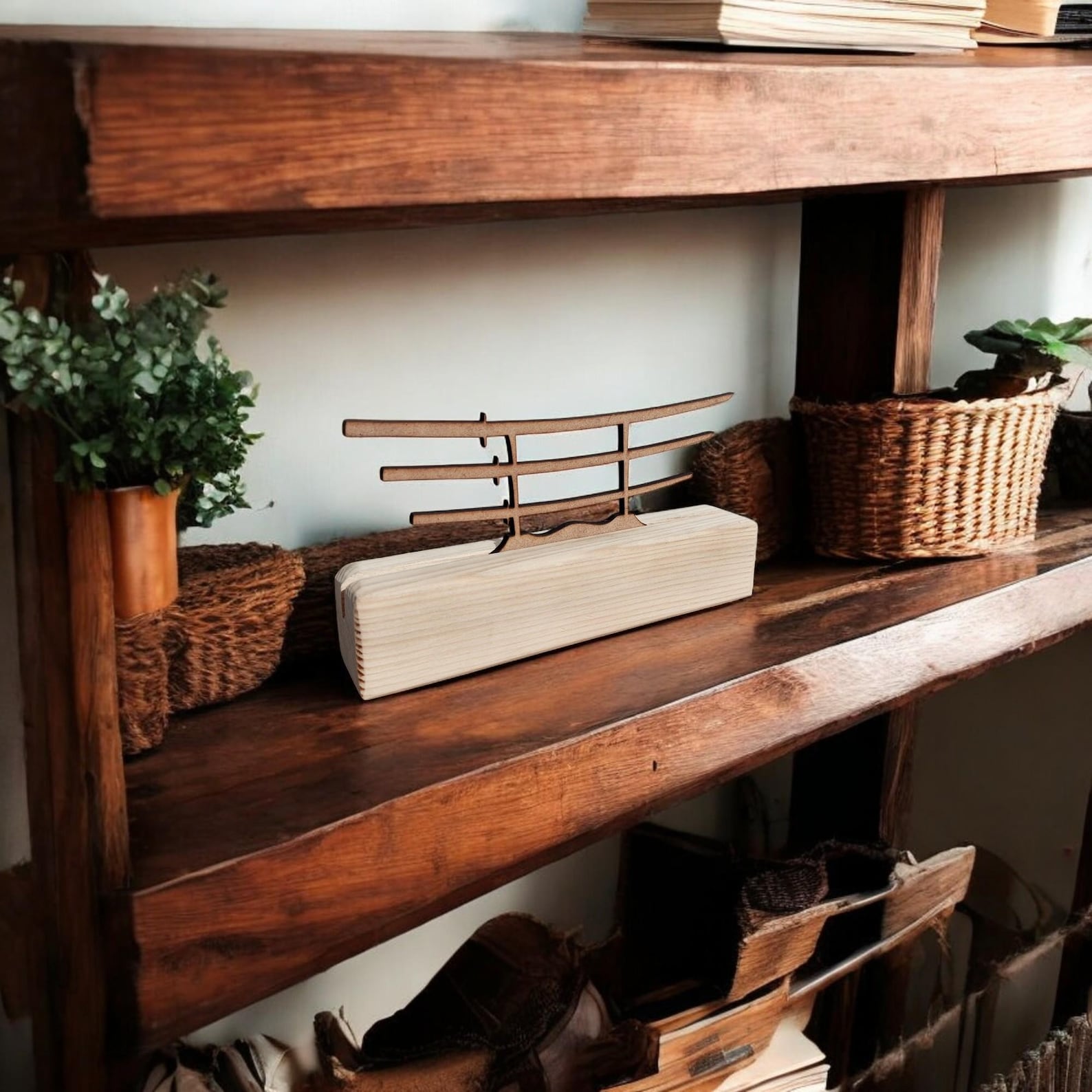 Samurai Katana Tabletop Decor, Japanese Sword Stand Bookshelf Art ...