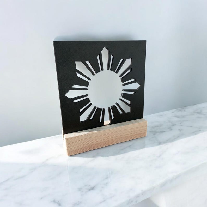 Filipino Sun Wooden Table Decor, Philippine Flag Symbol Desk Art ...