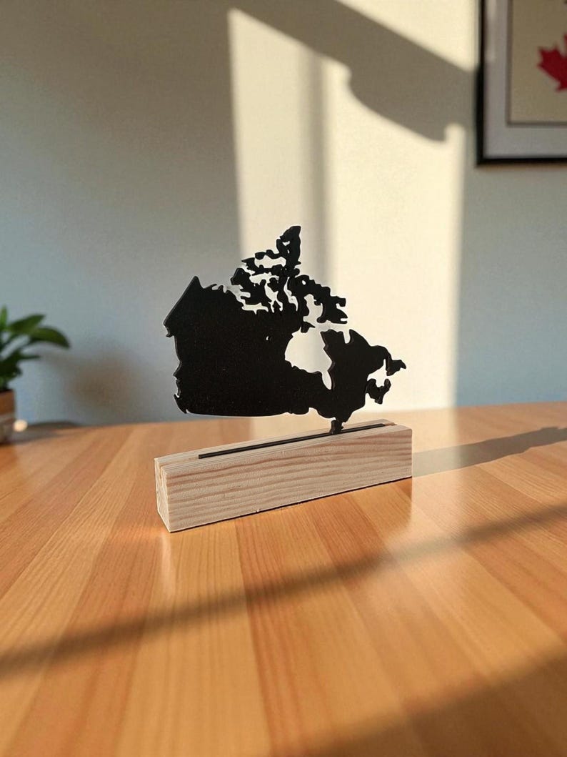 Canada Map Wooden Statue – Tabletop or Bookshelf Decor – Canadian ...