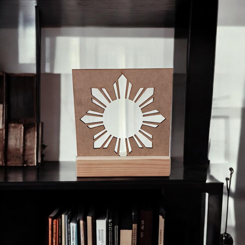 Filipino Sun Wooden Table Decor, Philippine Flag Symbol Desk Art ...