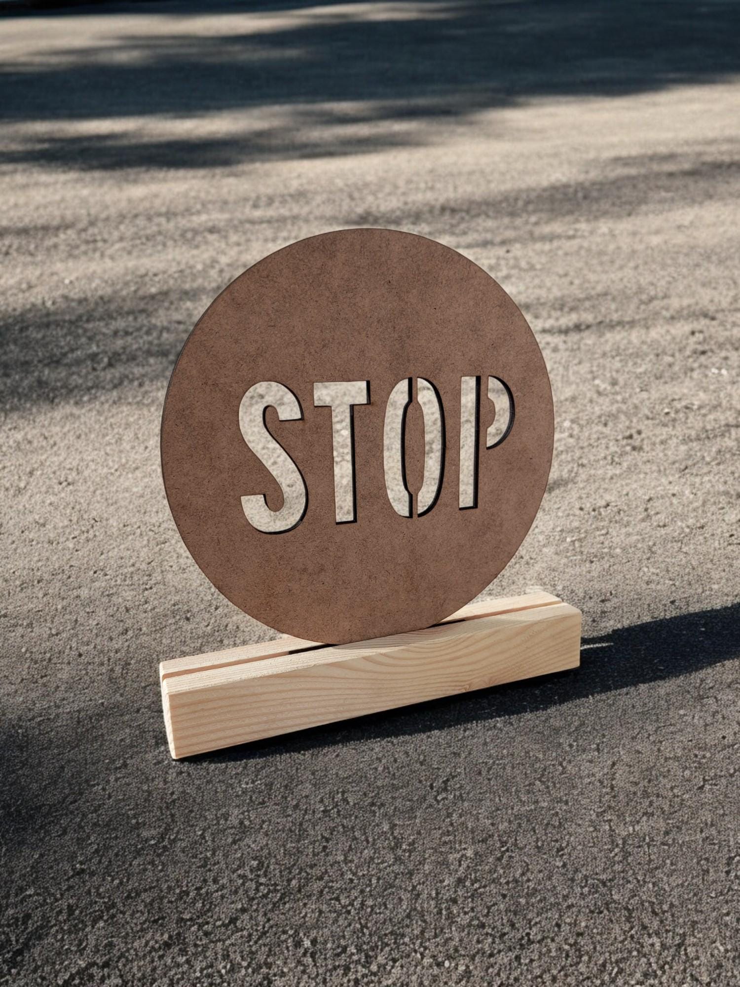 STOP Sign Wooden Decor: Minimalist Traffic Symbol Art - Etsy