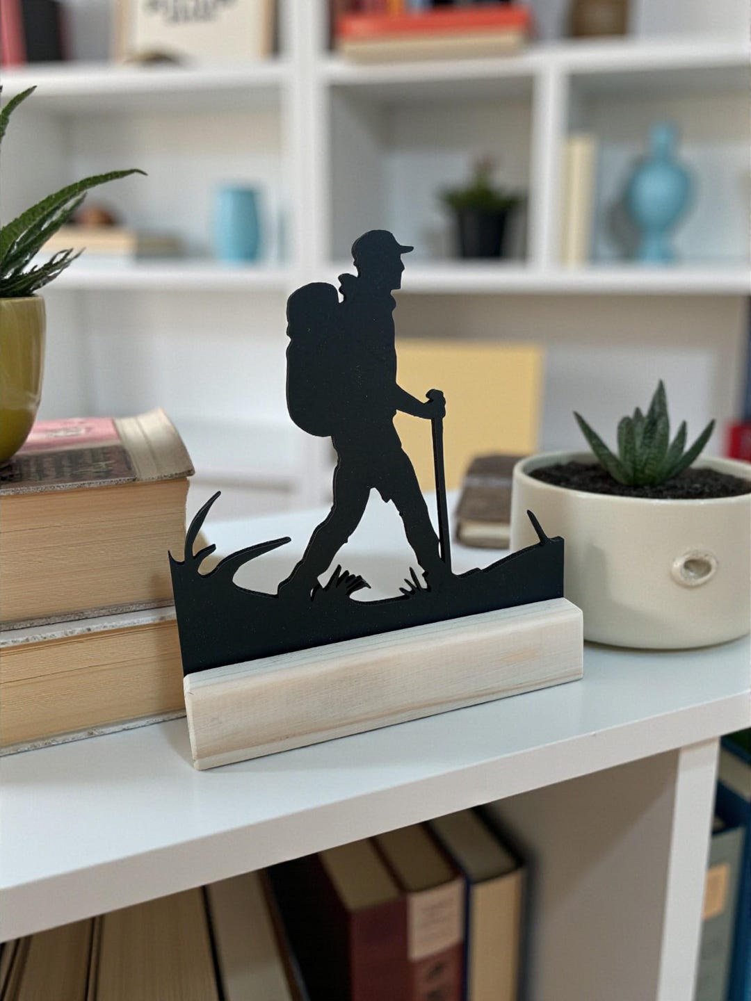 Hiker Wooden Tabletop Decor : Hiking Shelf Statue - Etsy