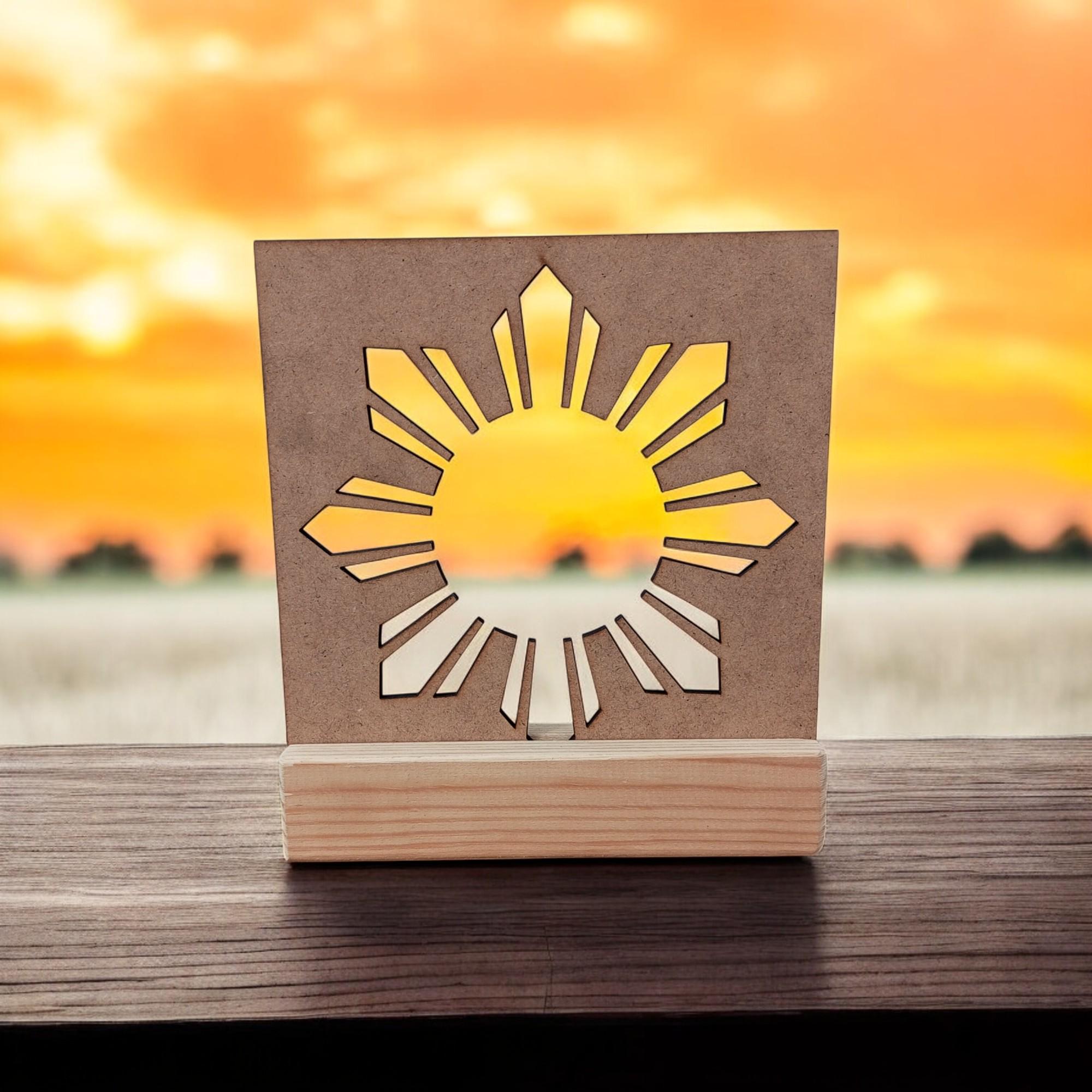 Filipino Sun Wooden Table Decor, Philippine Flag Symbol Desk Art ...