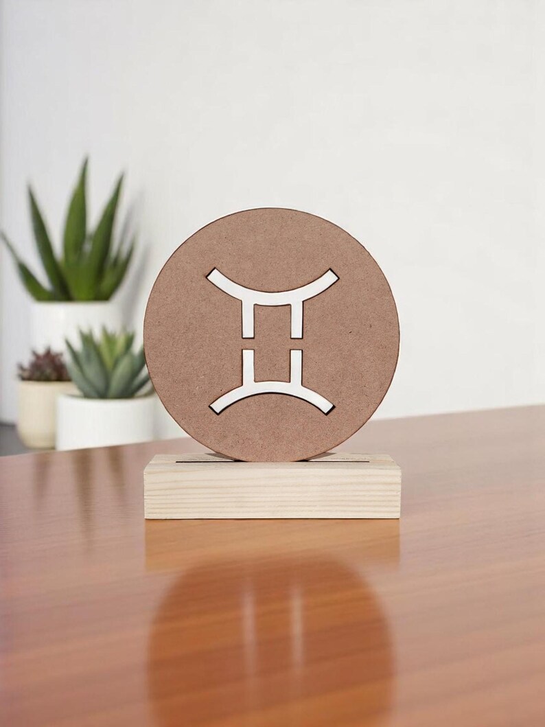 Gemini Zodiac Symbol Desk Art, Astrology Decor for Shelf or Table ...