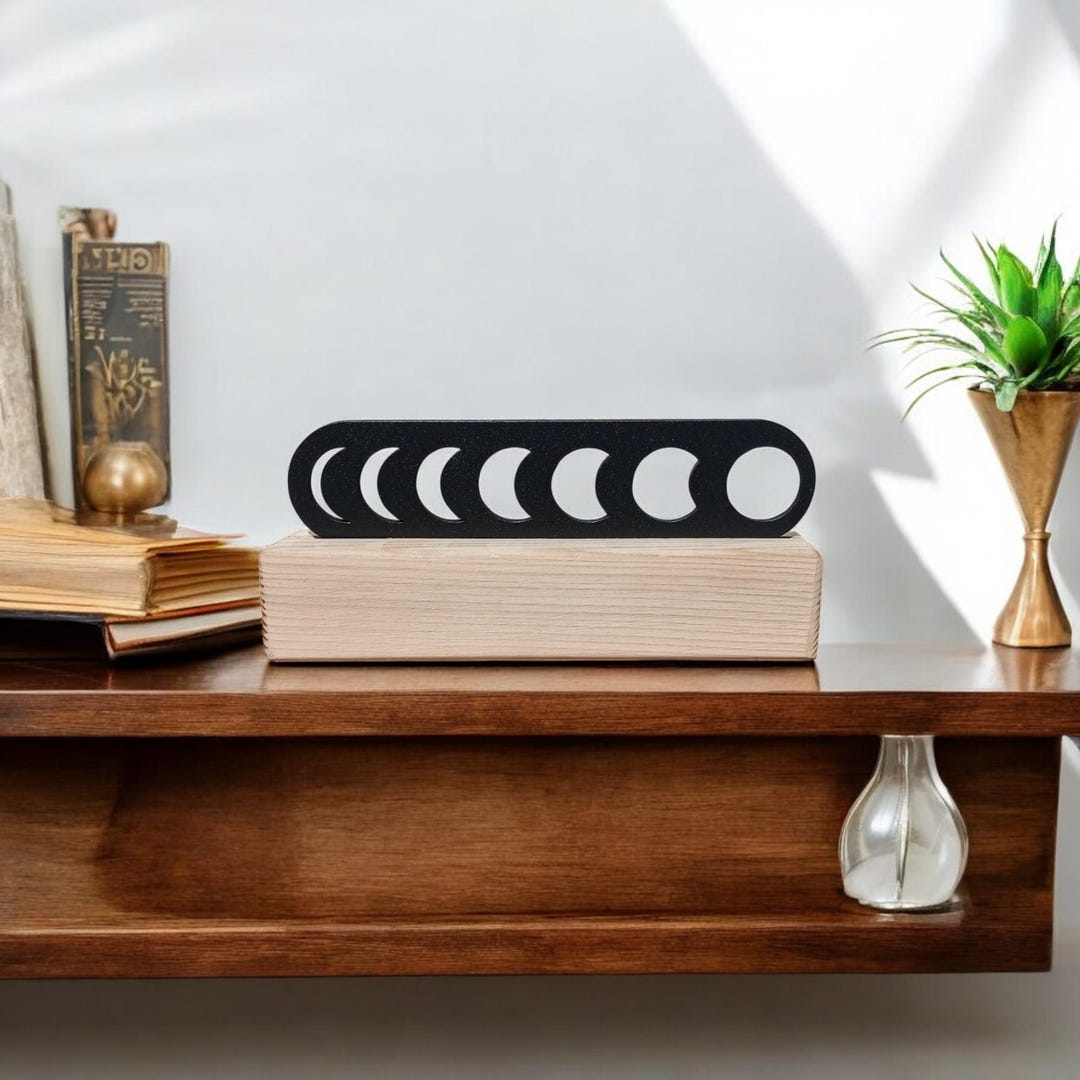 Lunar Phases Tabletop Decor, Moon Cycle Wooden Shelf Ornament ...
