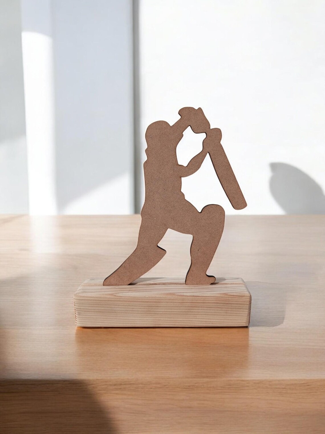 Cricket Player Tabletop Decor, Wooden Shelf Sculpture, Sports Lover ...