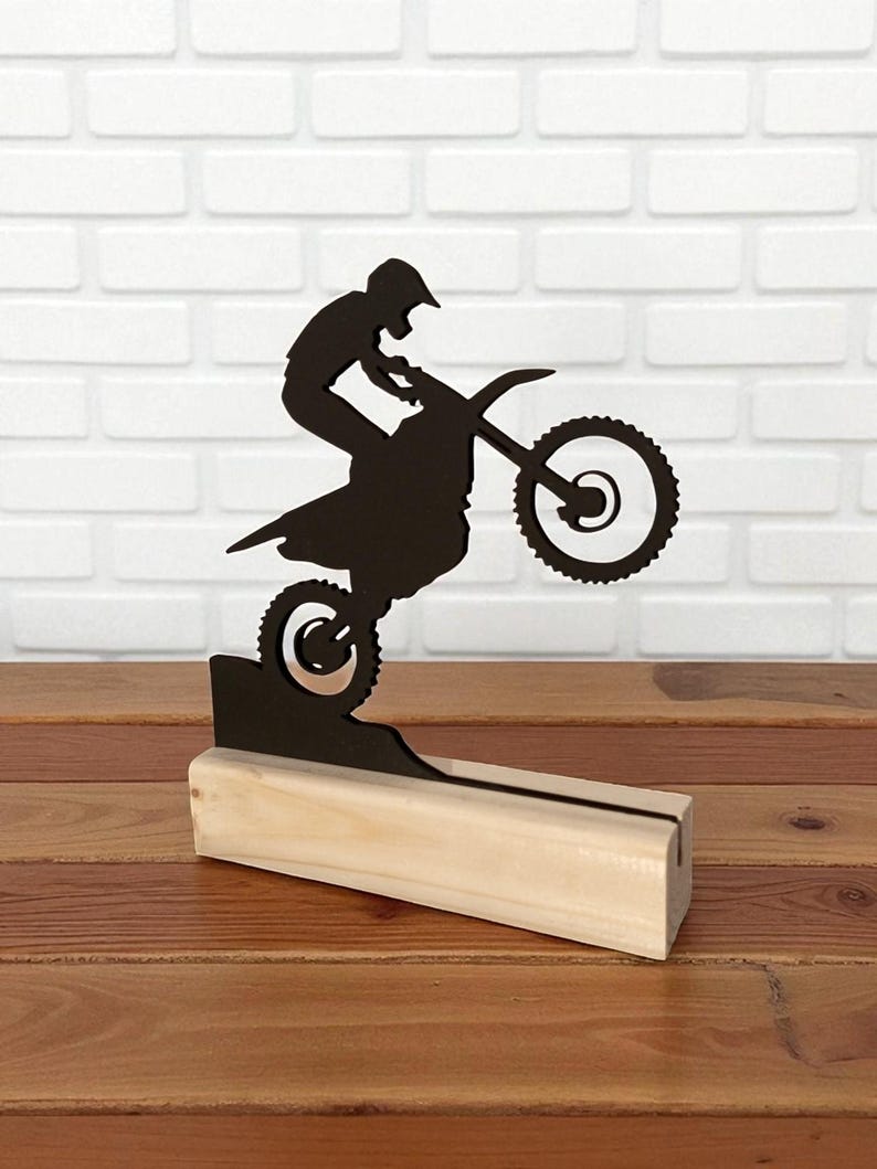 Motocross Rider Wooden Shelf Decor – Motorcycle Table Art - Etsy