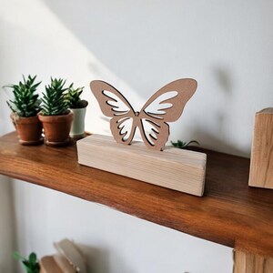 Butterfly Table Decor, Wooden Shelf Sculpture, Nature Inspired Ornament ...