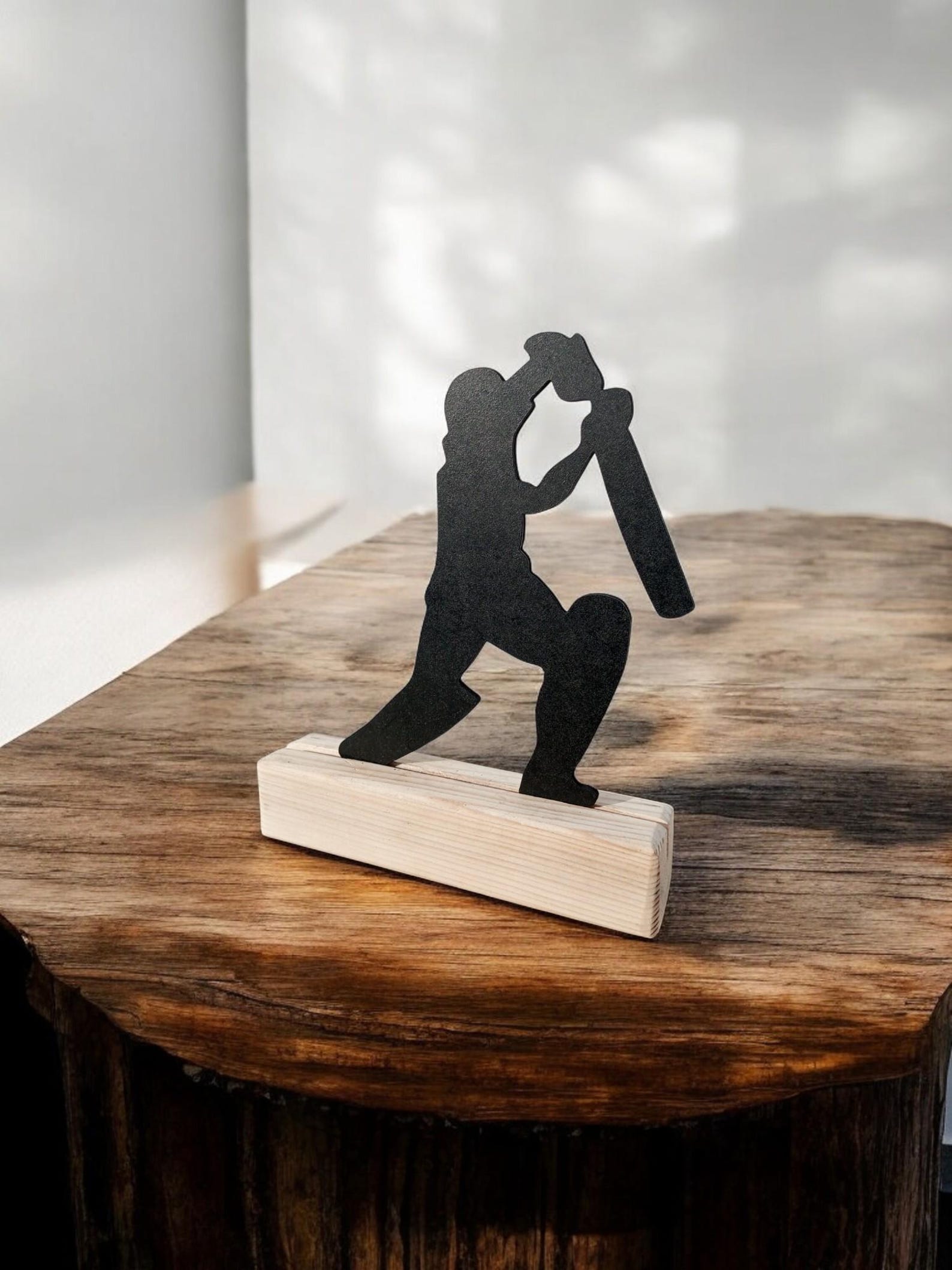 Cricket Player Tabletop Decor, Wooden Shelf Sculpture, Sports Lover ...