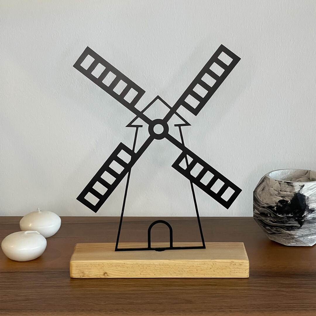 Metal Windmill Table Decor, Farmhouse Statue, Shelf Ornament, Vintage ...