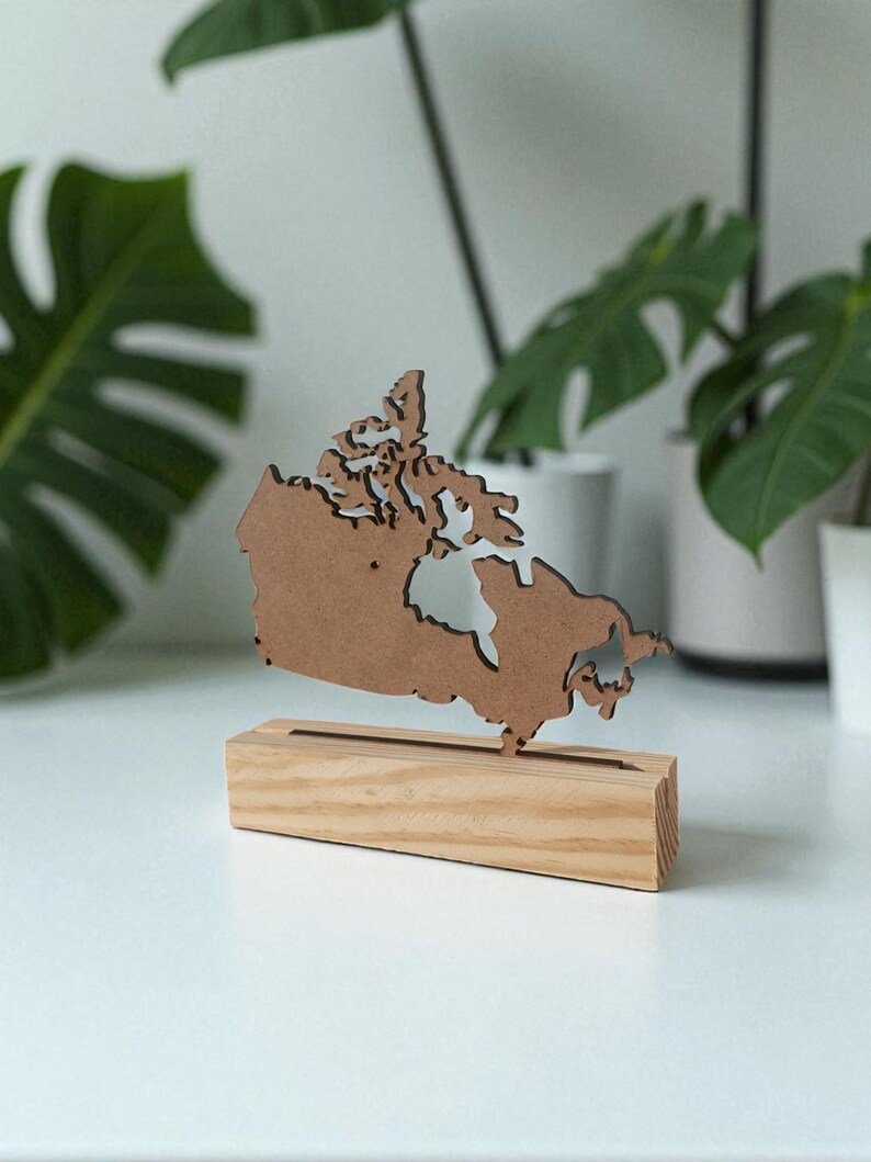 Canada Map Wooden Statue – Tabletop or Bookshelf Decor – Canadian ...
