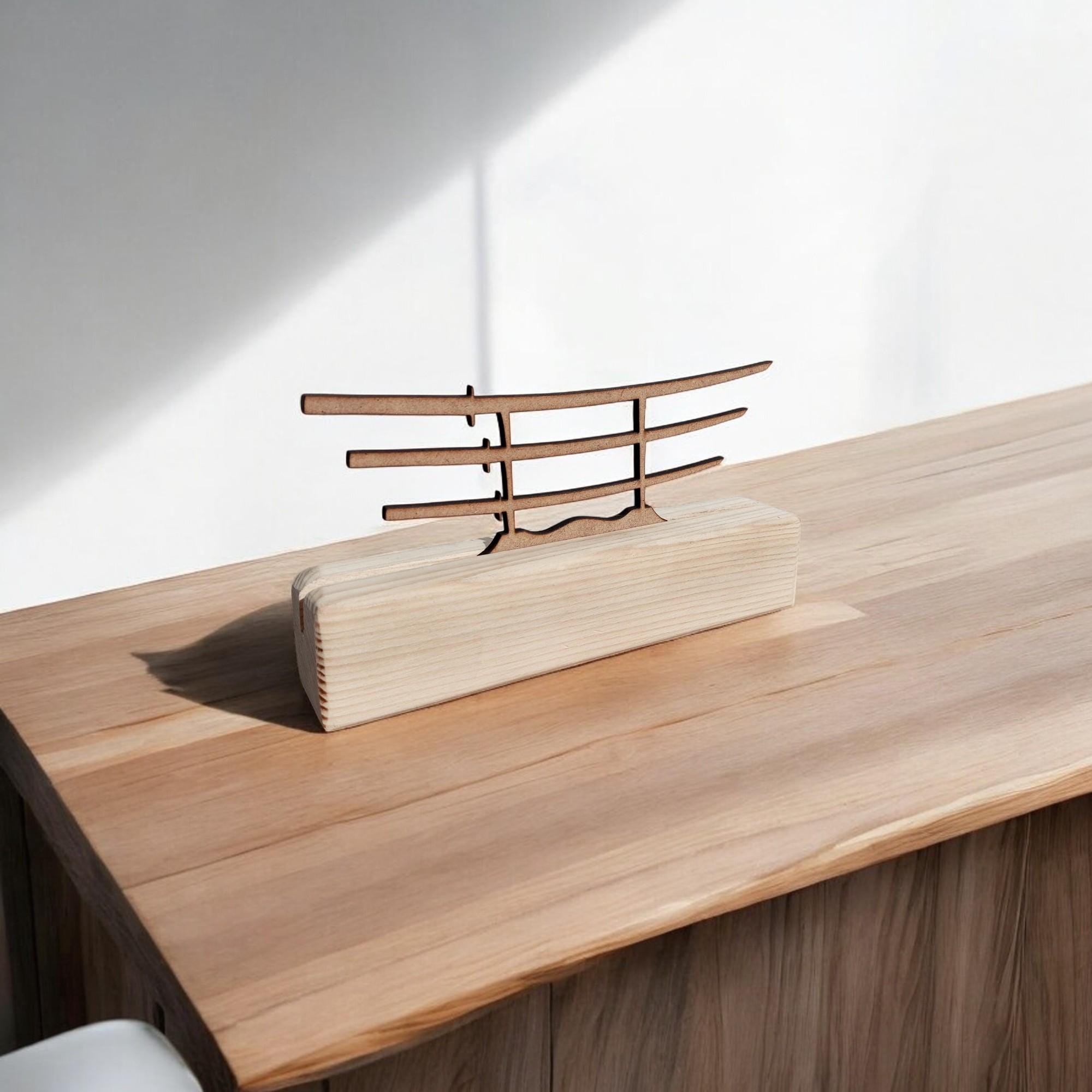 Samurai Katana Tabletop Decor, Japanese Sword Stand Bookshelf Art ...