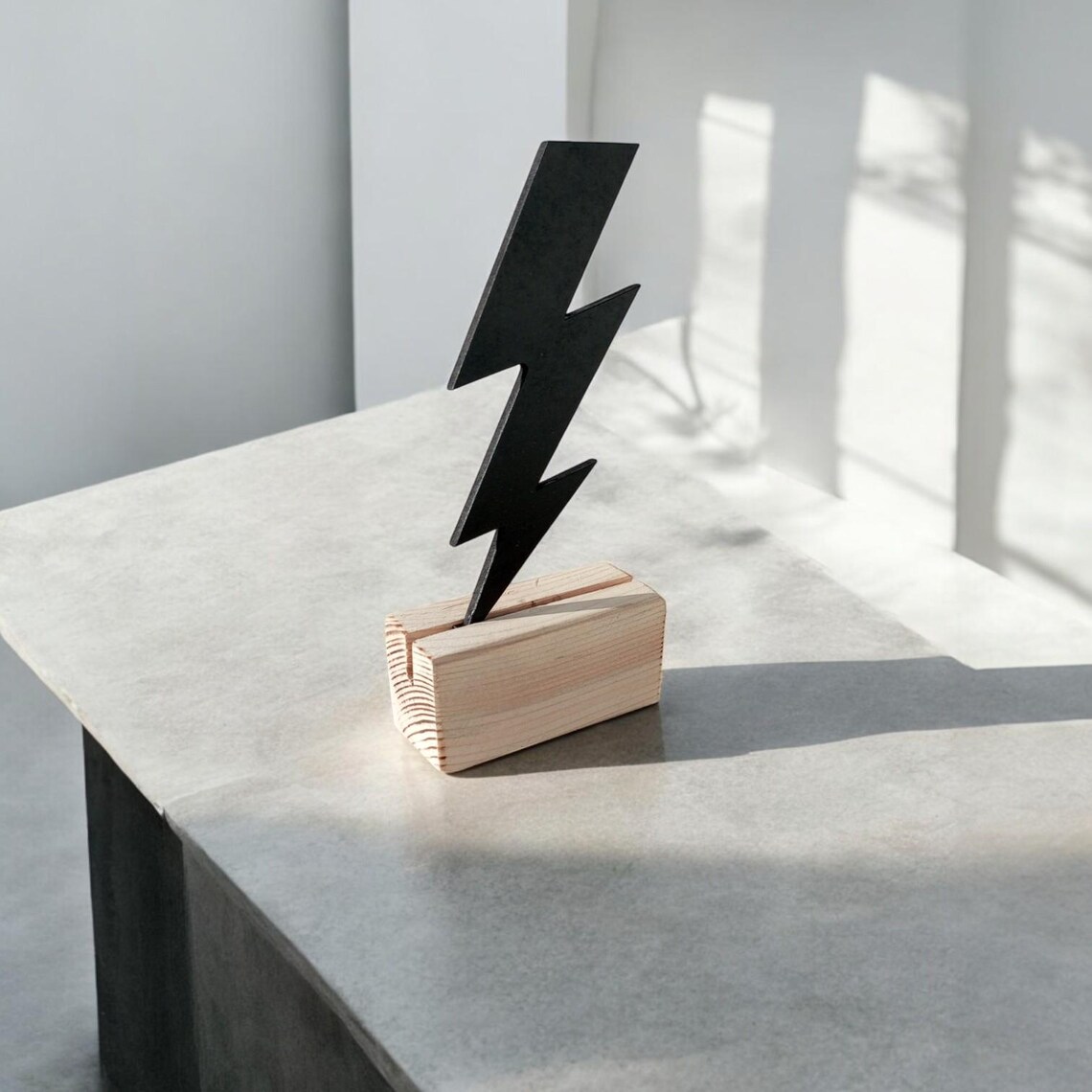 Zeus Lightning Bolt Decor: Mythology-inspired Wooden Tabletop Statue - Etsy