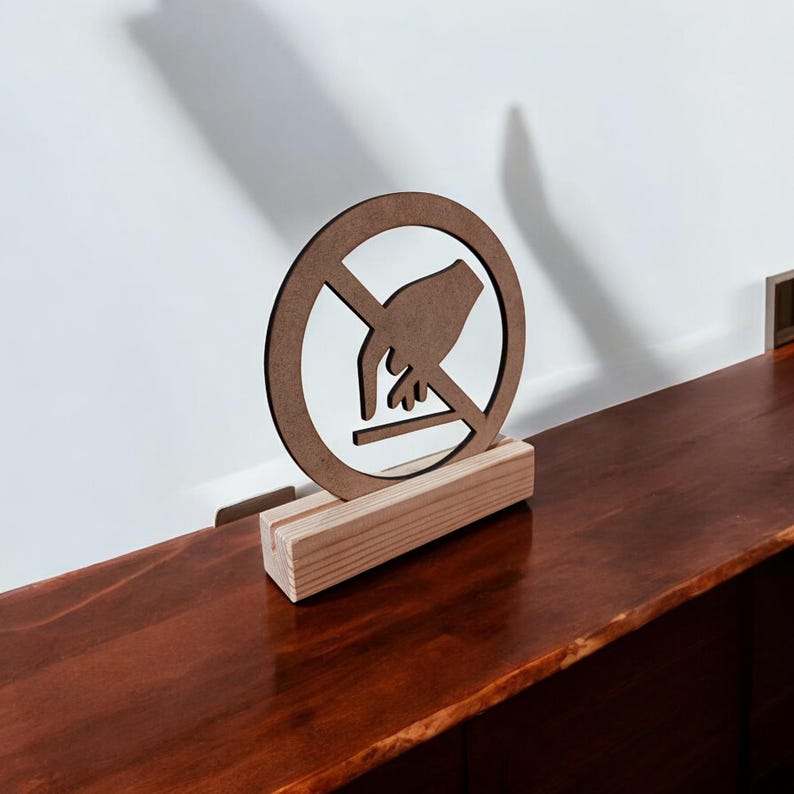Do Not Touch Table Sign, Wooden Tabletop Warning Sign for Office, Store ...