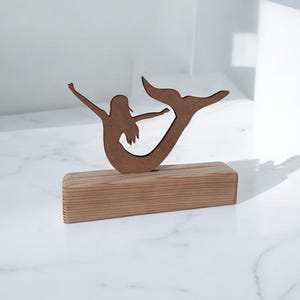 Mermaid Tabletop Decor, Wooden Shelf Sculpture, Beach Lover Gift, Ocean ...