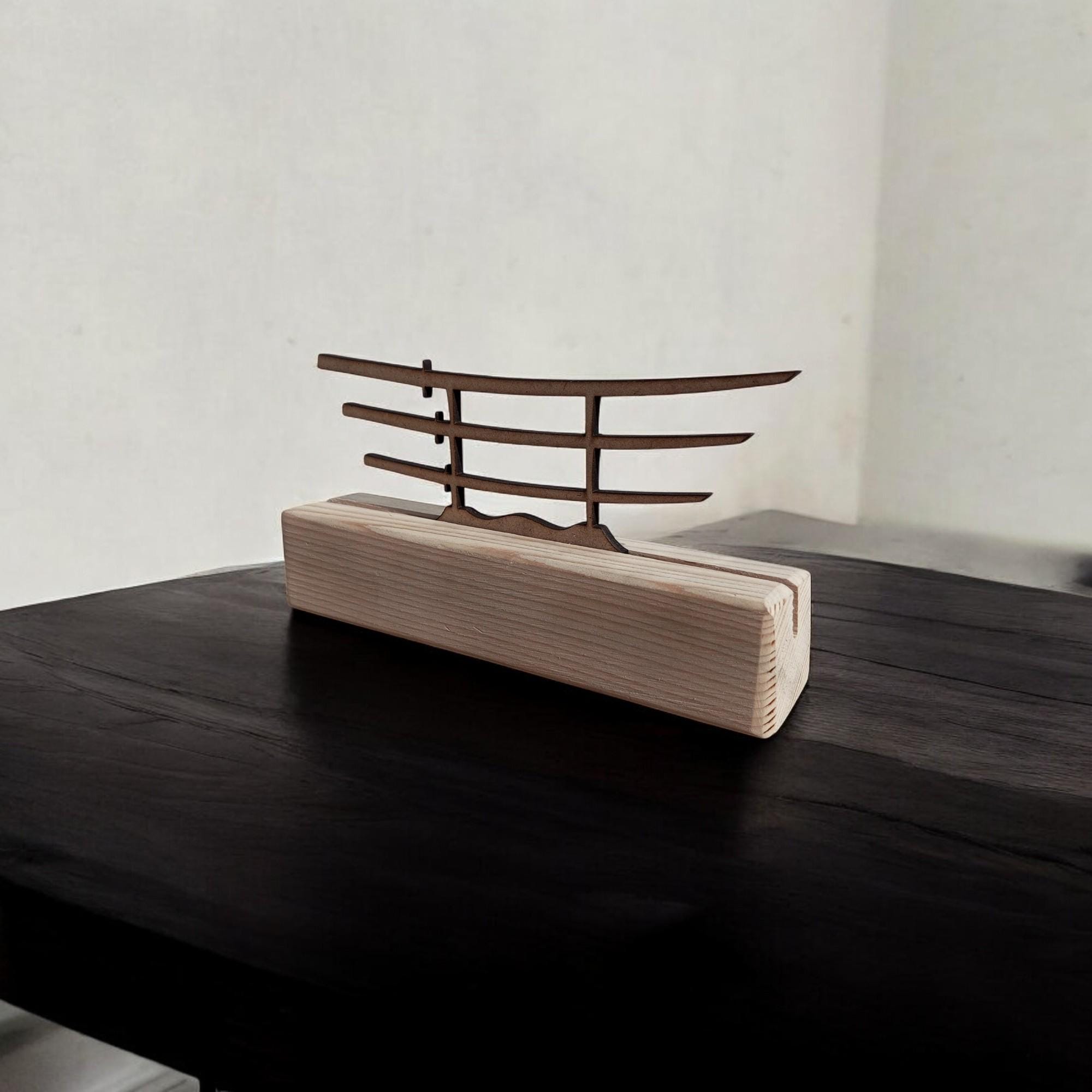 Samurai Katana Tabletop Decor, Japanese Sword Stand Bookshelf Art ...