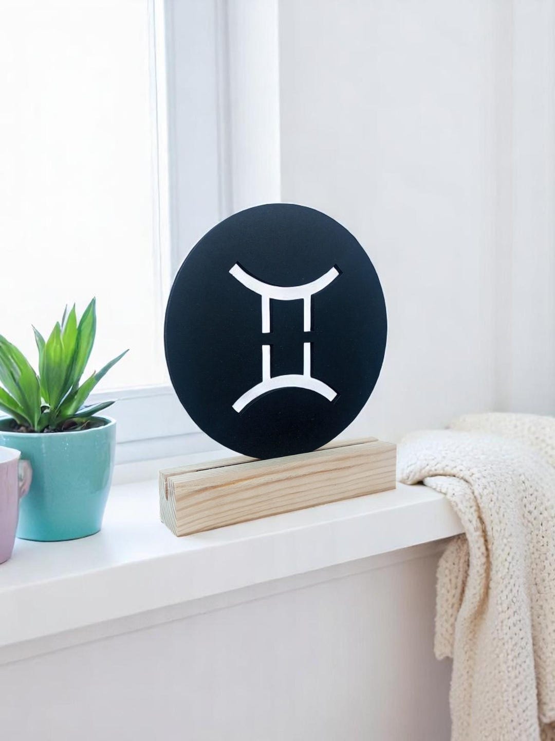 Gemini Zodiac Wood Art: Modern Astrology Decor, Pine Base - Etsy