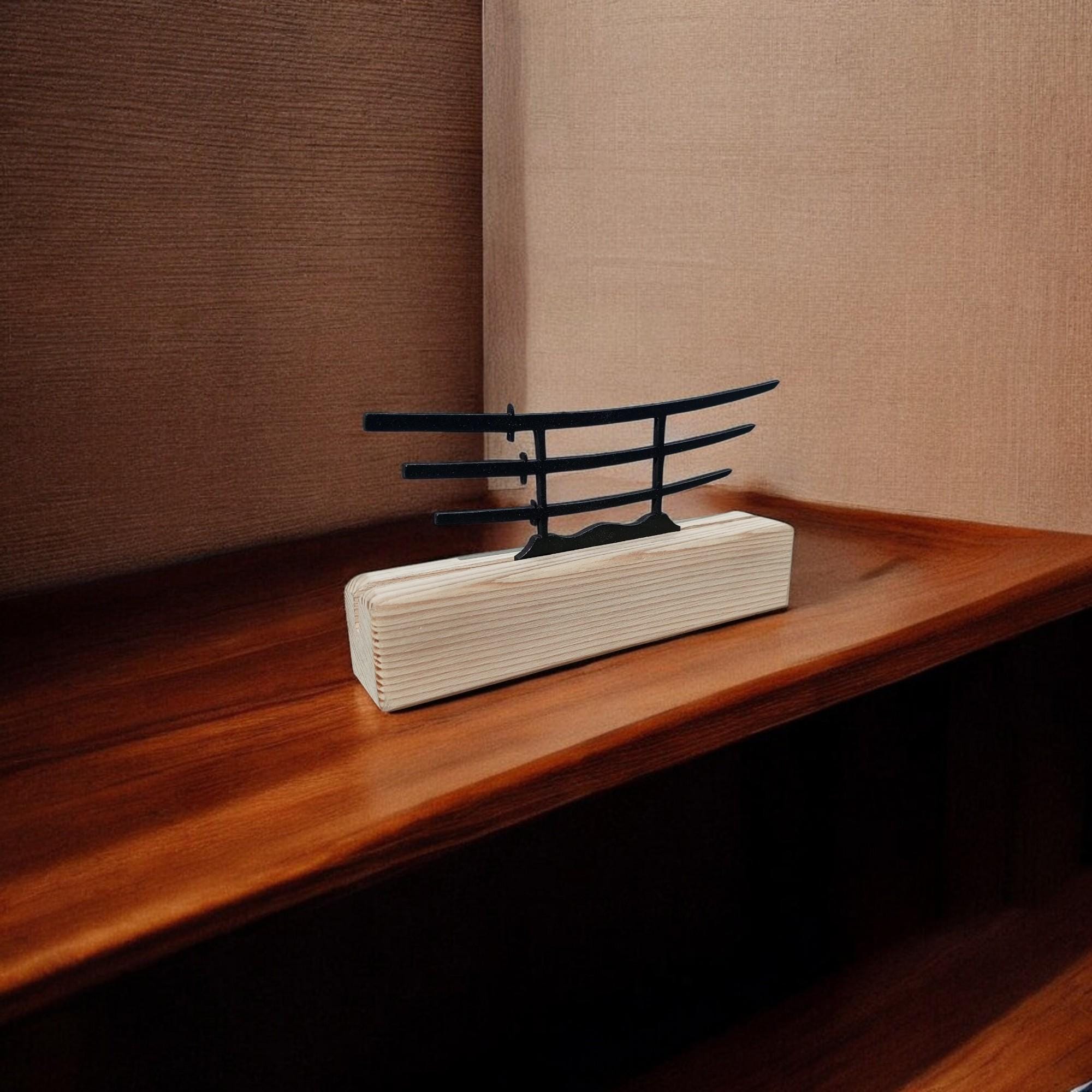 Samurai Katana Tabletop Decor, Japanese Sword Stand Bookshelf Art ...