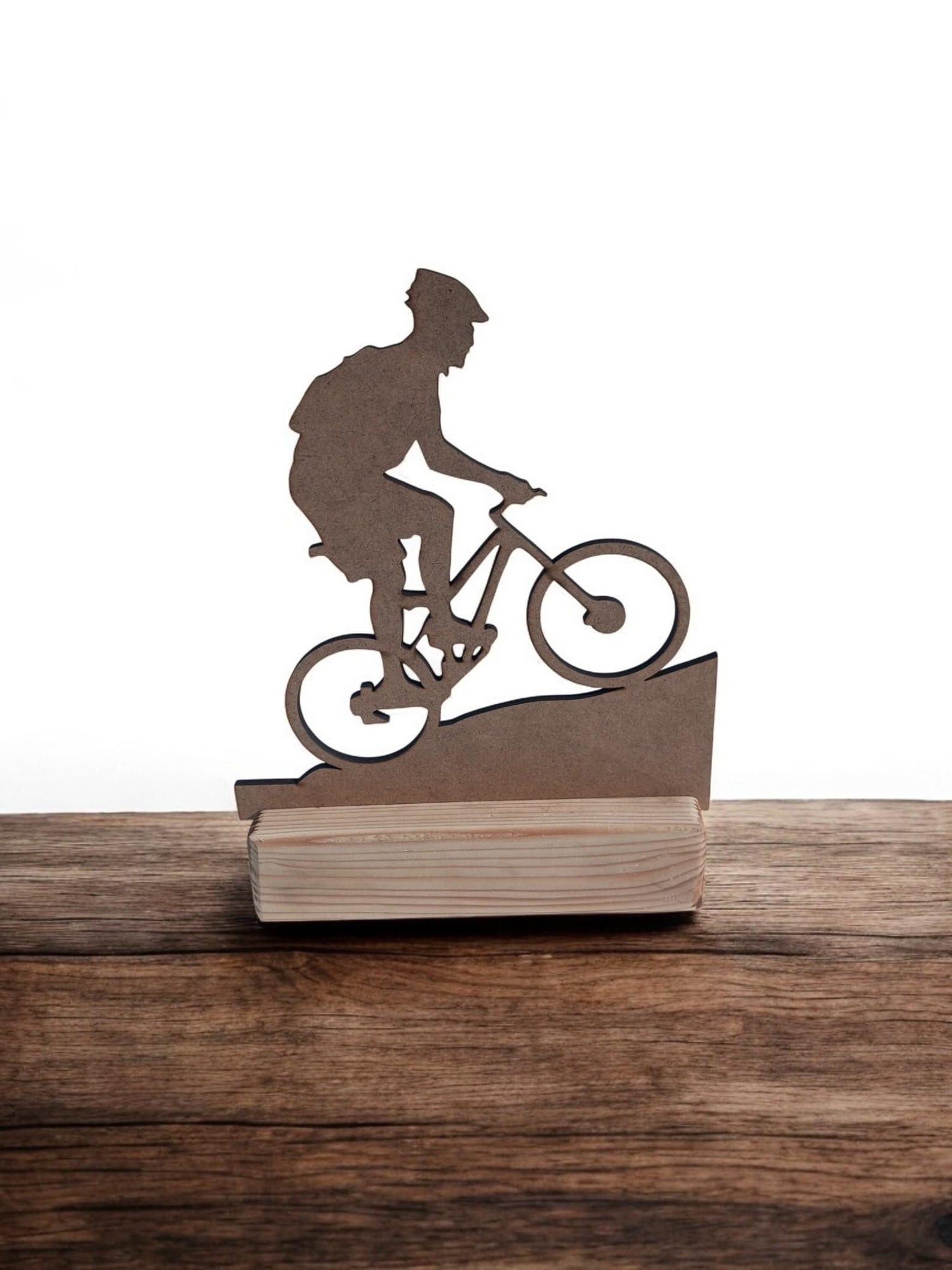 Mountain Biker Statue, Wooden Cycling Decor, Bicycle Lover Gift, MTB ...