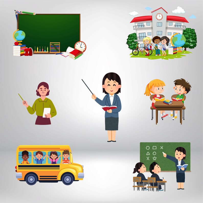 Back to School Clipart Bundle – 40 PNG School Elements – Teachers ...