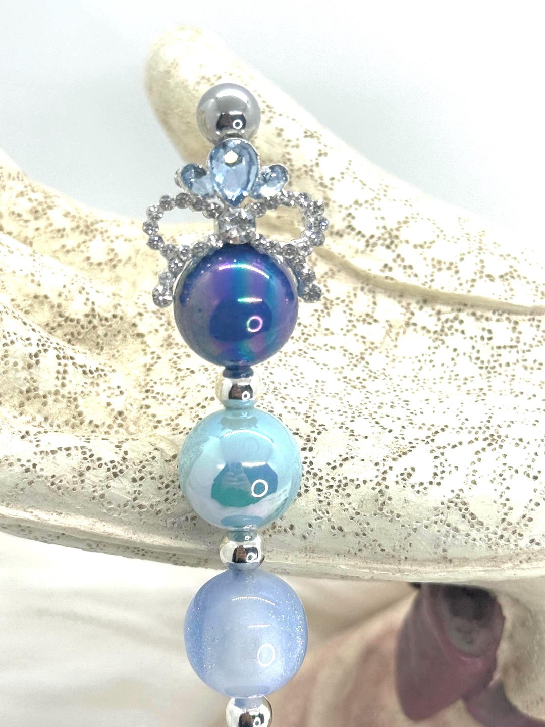 Beaded Pokey Tool: Blue Crown, Handmade Craft Tool - Etsy