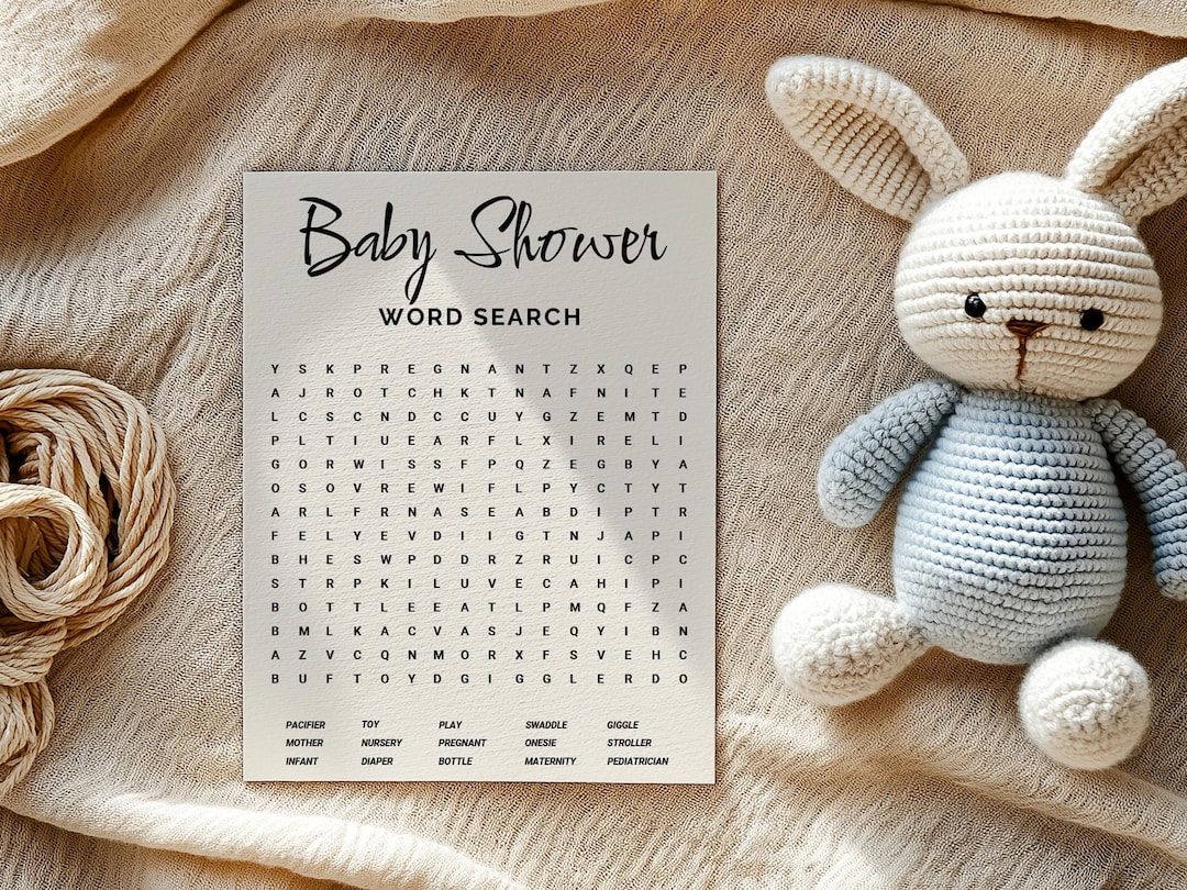 Printable Baby Shower Word Search Game, Cute & Fun Activity for Guests ...
