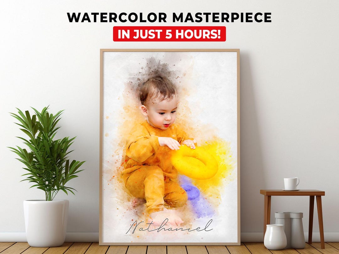 Watercolor Baby Portrait, Custom Newborn Art, Digital Painting From ...