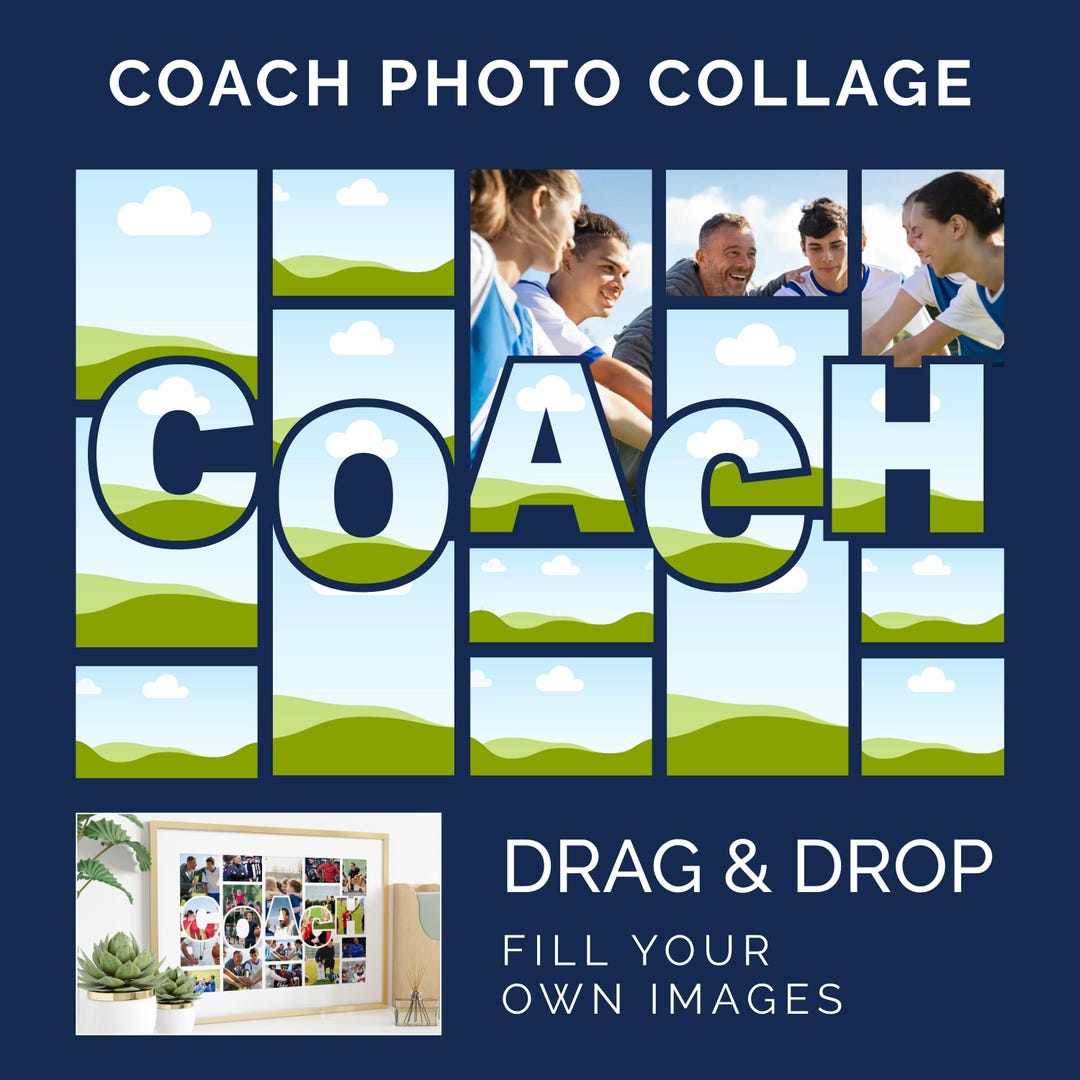 Coach Photo Collage Canva Frame Template, Customizable Sports Coach ...