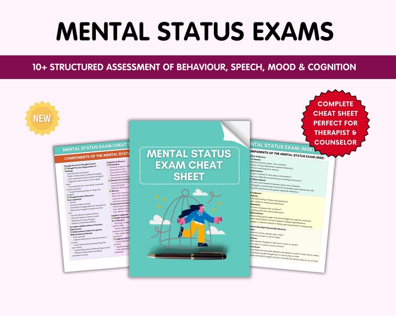 Mental Status Exam Cheat Sheet, MSE Reference Sheet, MSE Writing Guide ...