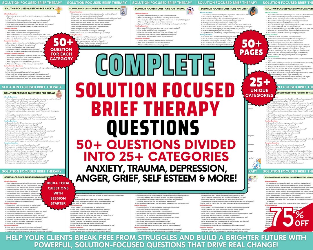 Solution Focused Brief Therapy Cheat Sheet SFBT SFT Therapy ...