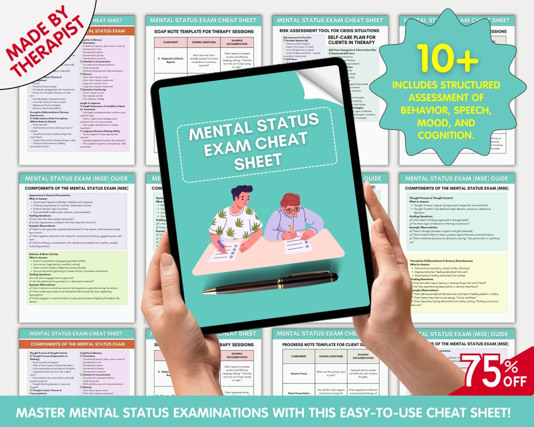 Mental Status Exam Cheat Sheet, MSE Reference Sheet, MSE Writing Guide ...