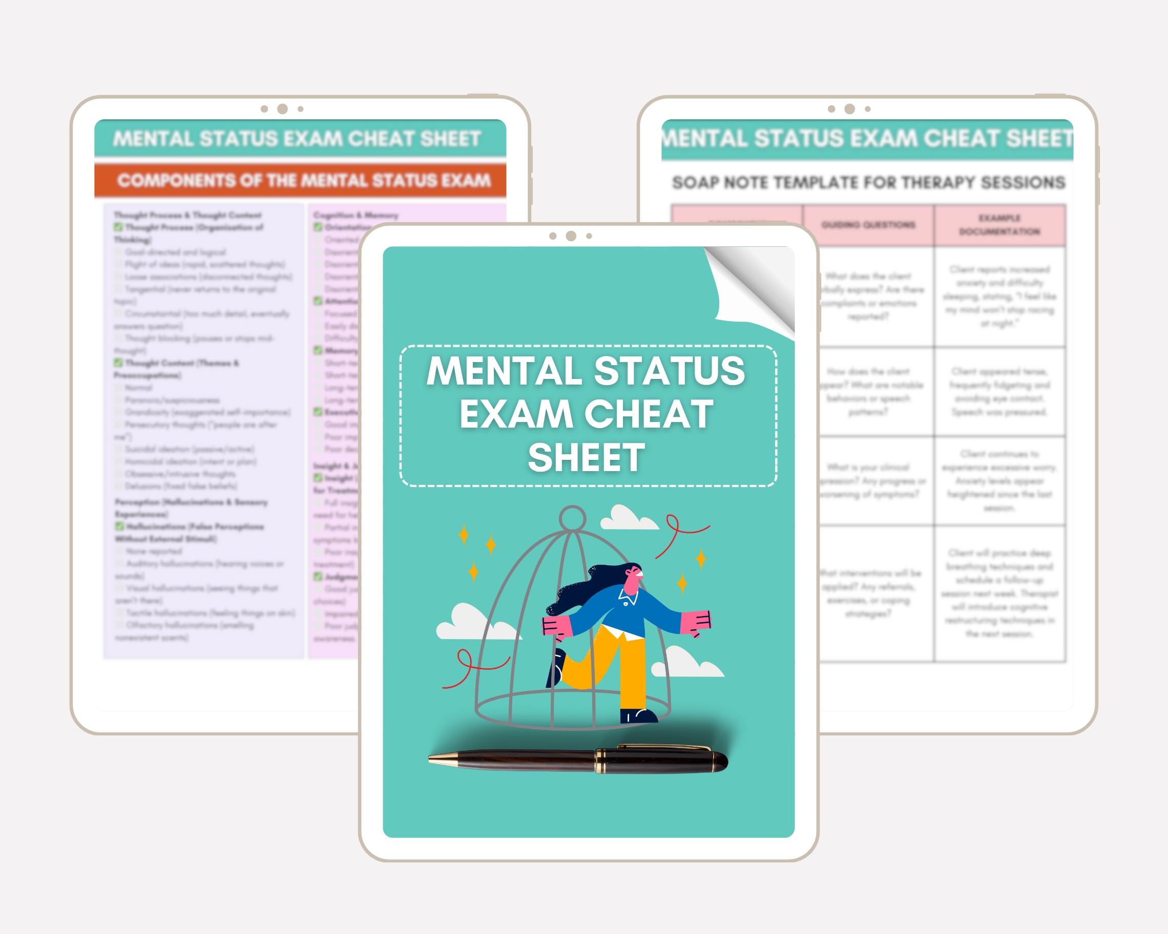 Mental Status Exam Cheat Sheet, MSE Reference Sheet, MSE Writing Guide ...