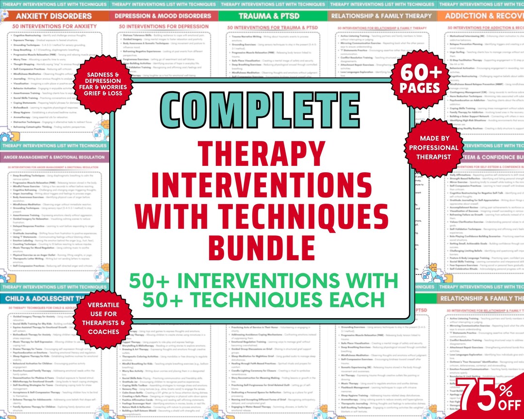 Therapy Interventions With Techniques BUNDLE, Mental Health Techniques ...