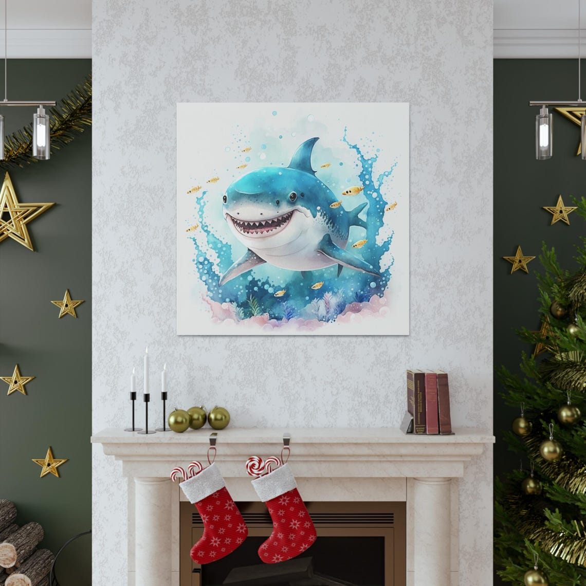 Cute Shark Watercolor Clipart, Underwater World Nursery Decor, Shark ...