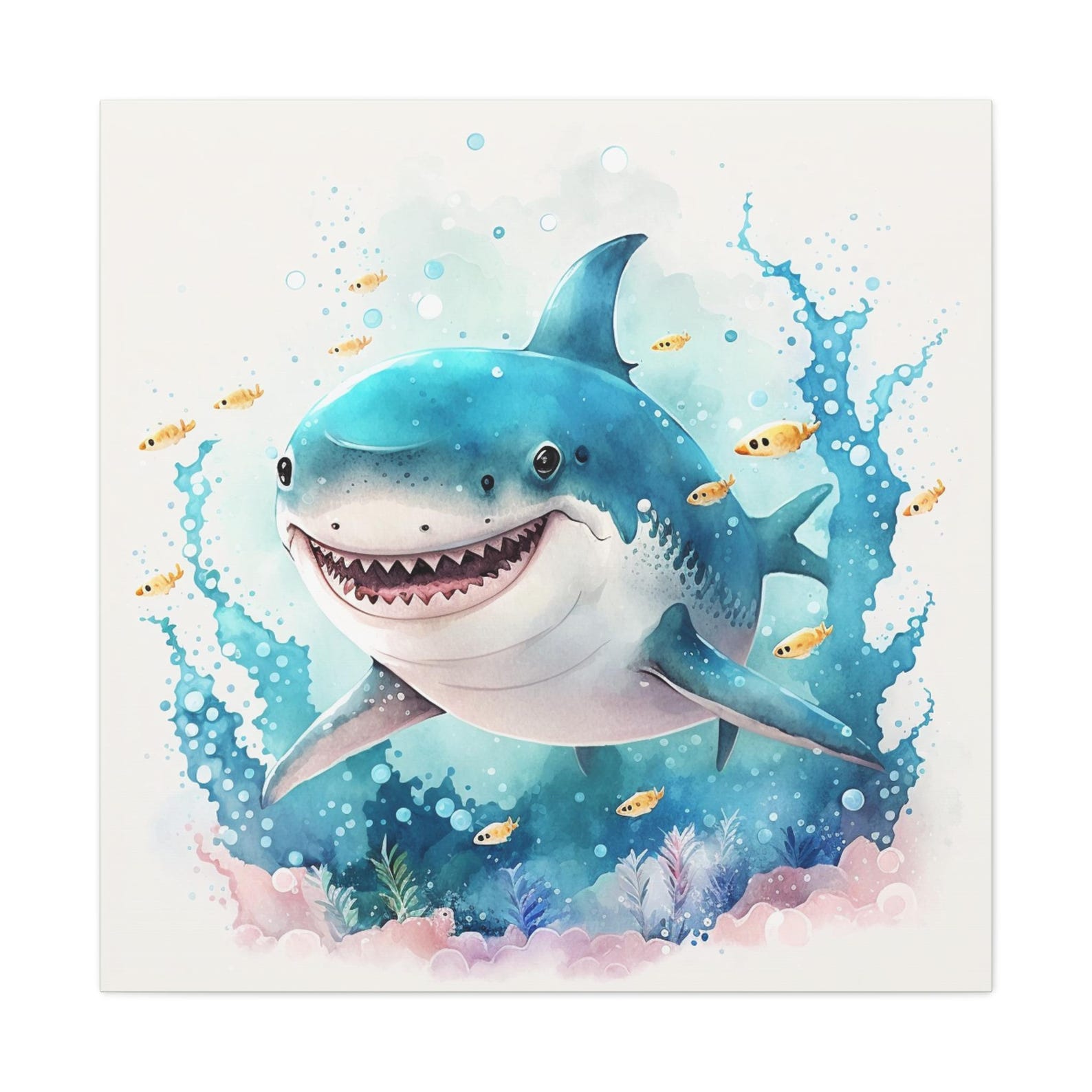 Cute Shark Watercolor Clipart, Underwater World Nursery Decor, Shark ...