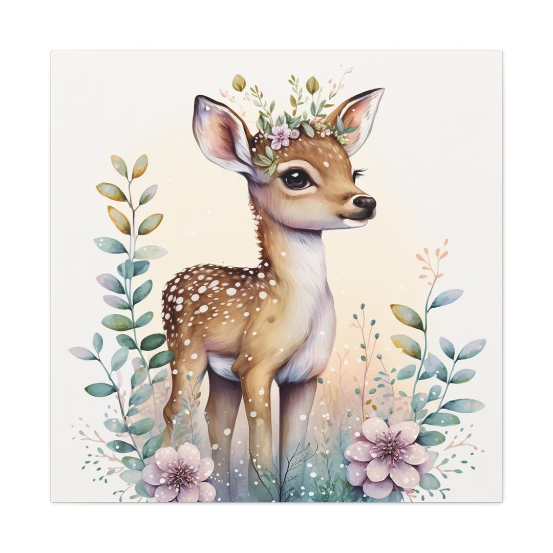 Deer Watercolor Nursery Art, Deer Printable Wall Décor Clipart, Wall ...