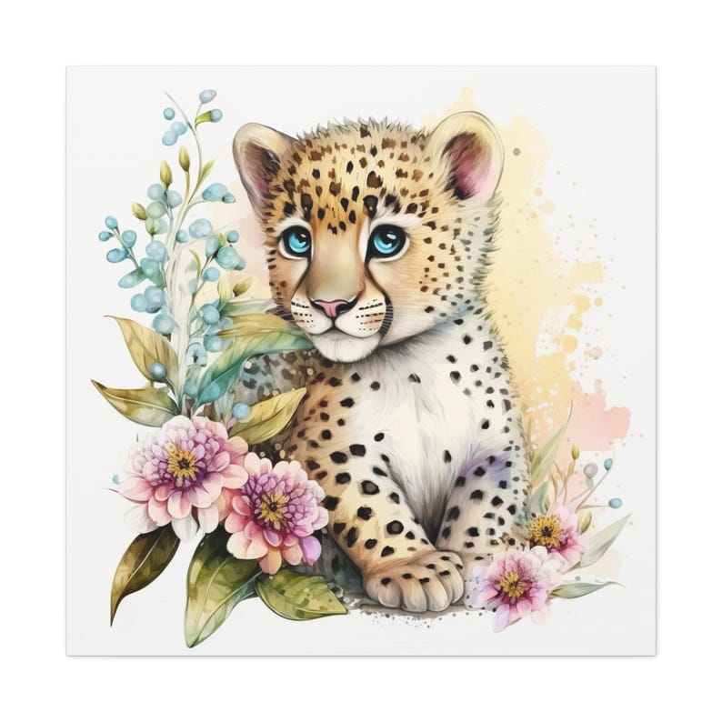 Leopard Watercolor Clipart Nursery Decor Baby Leopard Watercolor Cute ...